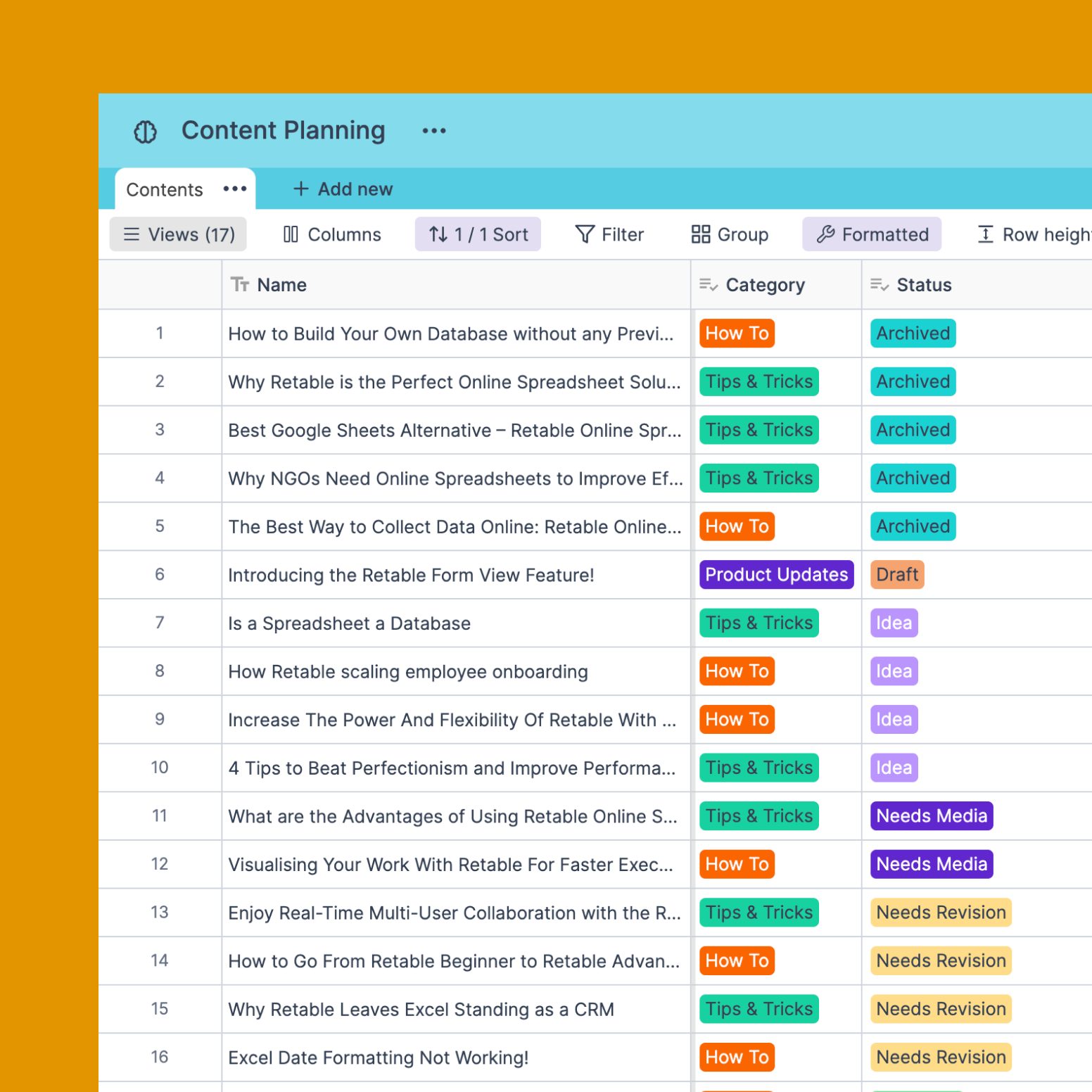 Content Planning Spreadsheet Template Free